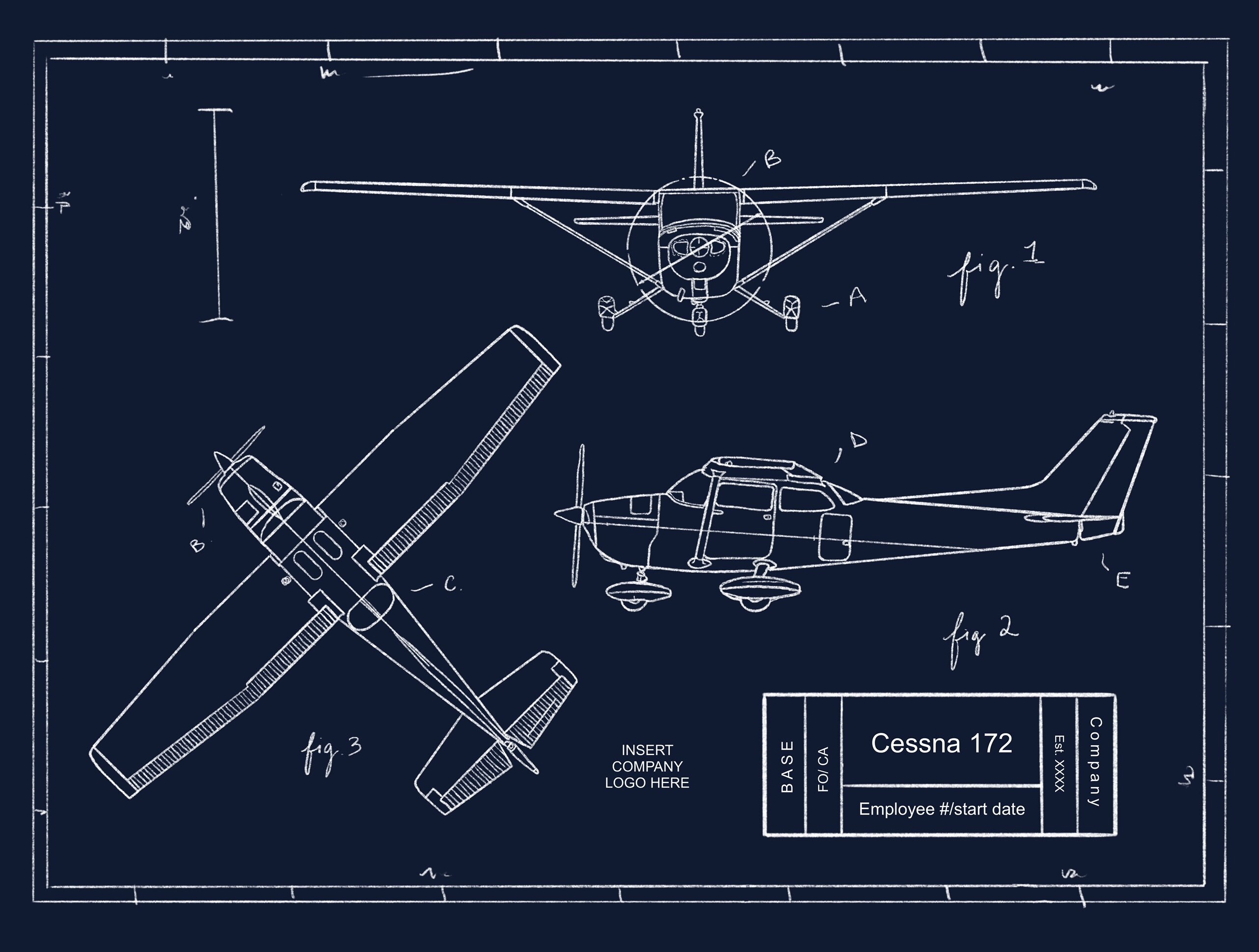 Customizable Cessna 172 Blueprint Illustration - Etsy