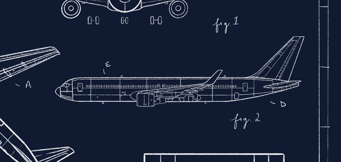 Customizable Boeing 767 Blueprint Illustration - Etsy