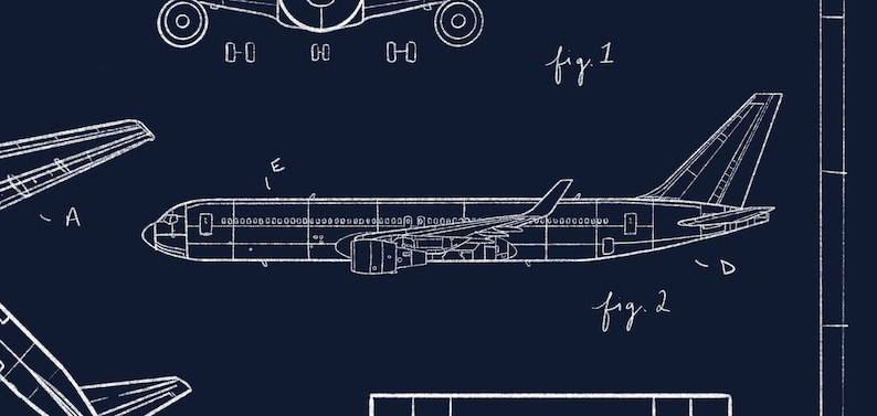 Customizable Boeing 767 Blueprint Illustration - Etsy UK