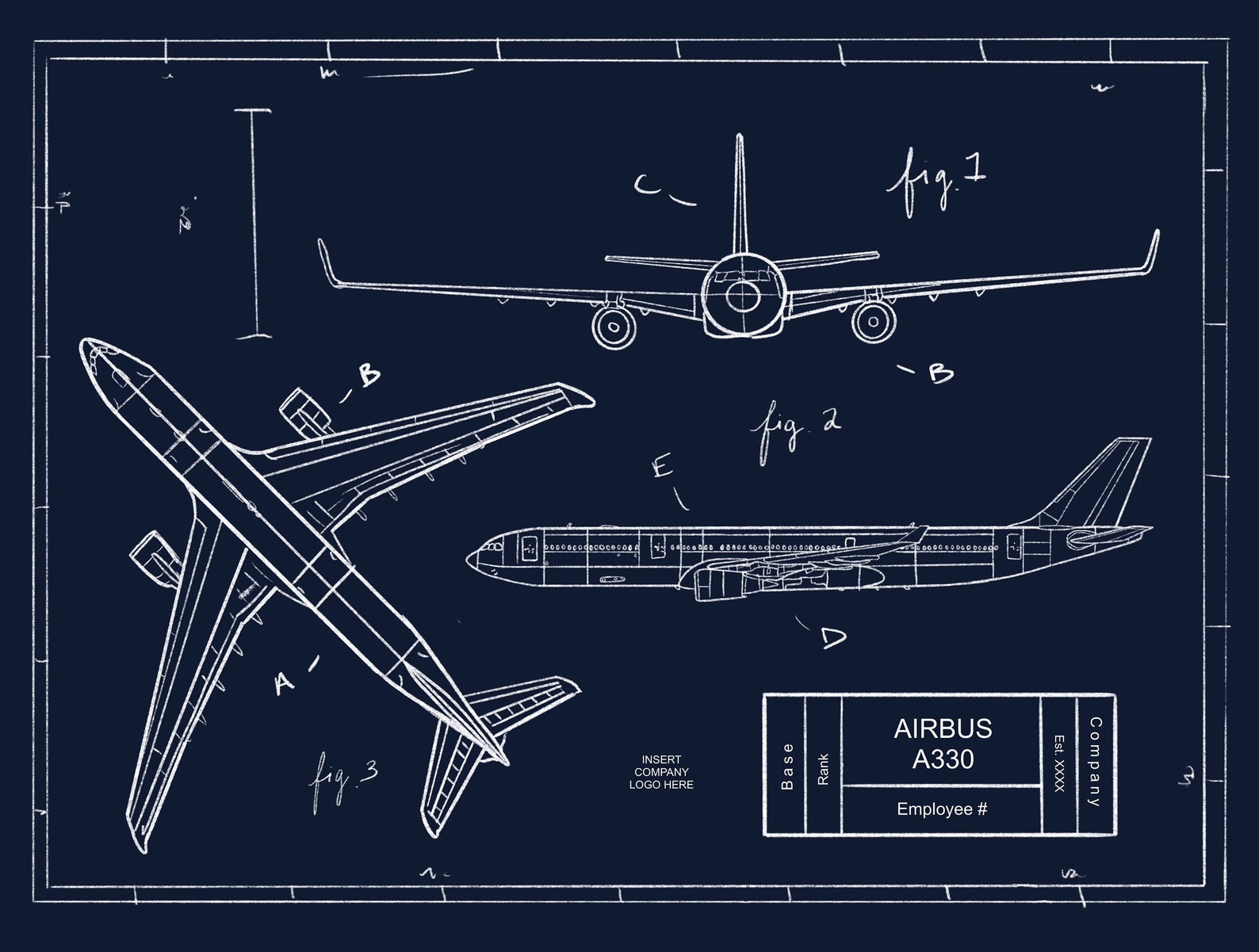 Customizable Airbus A330 Blueprint Illustration - Etsy