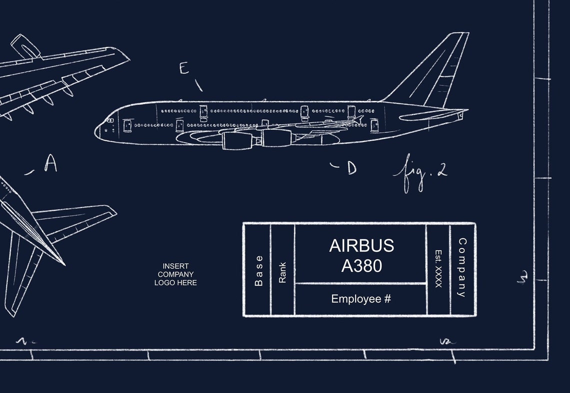 Customizable Airbus A380 Blueprint Illustration - Etsy