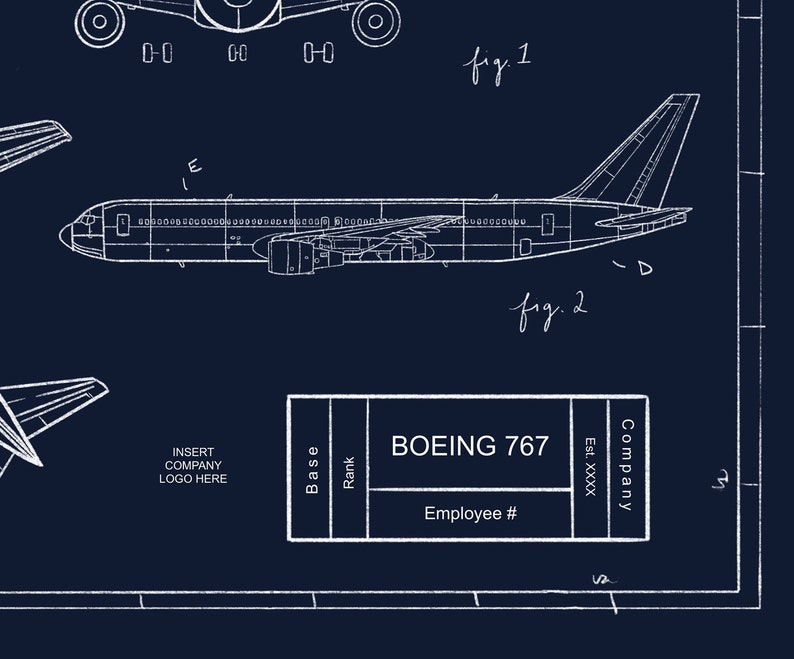 Customizable Boeing 767 (WITHOUT Winglets) Blueprint Illustration - Etsy