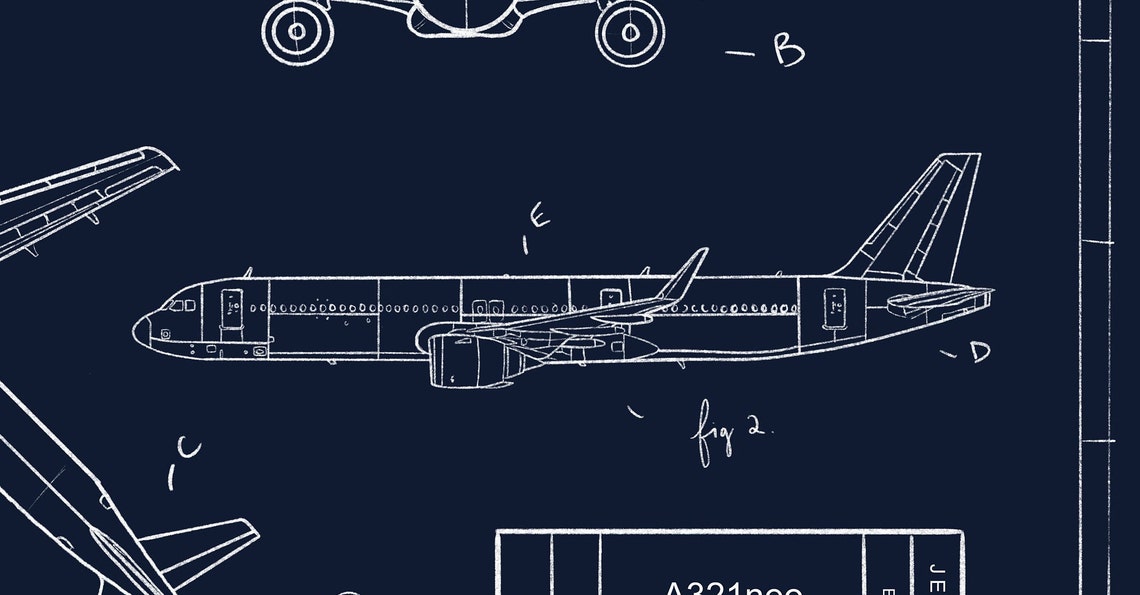 Customizable Airbus 321neo Blueprint Illustration - Etsy