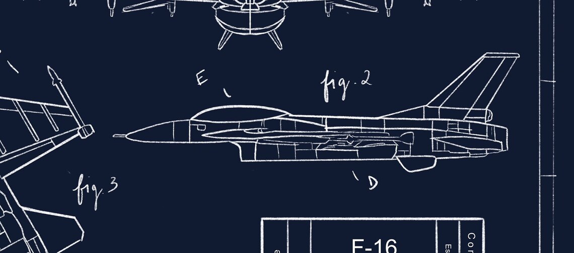Customizable F-16 Fighting Falcon Blueprint Illustration - Etsy Canada