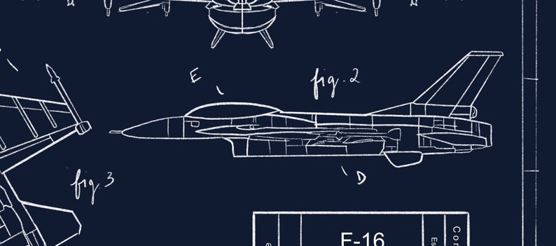 Customizable F-16 Fighting Falcon Blueprint Illustration - Etsy Canada