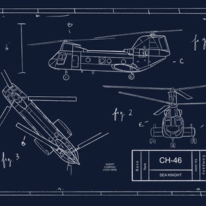 Customizable CH-46 Blueprint Illustration - Etsy