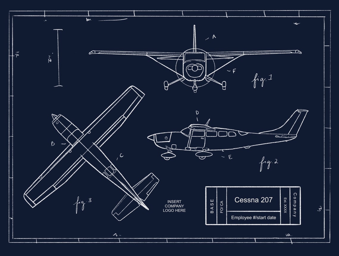 Customizable Cessna 207 Blueprint Illustration - Etsy