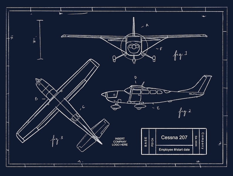 Customizable Cessna 207 Blueprint Illustration - Etsy