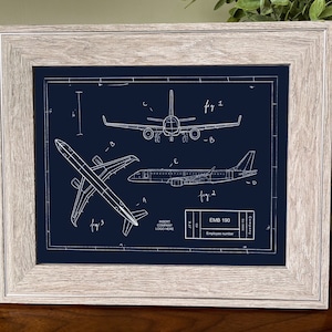 Customizable Embraer 190 Blueprint Illustration - Etsy