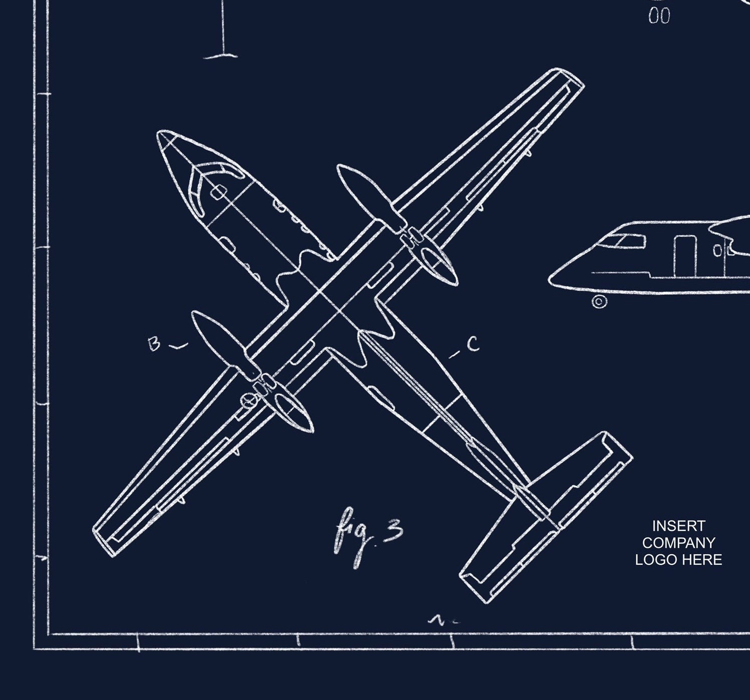 Customizable De Havilland Dash 8-100 Blueprint Illustration - Etsy
