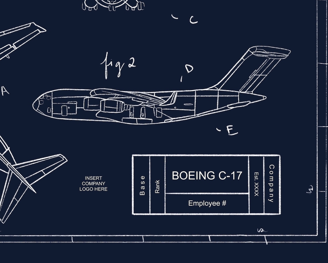 Customizable Boeing C-17 Blueprint Illustration - Etsy