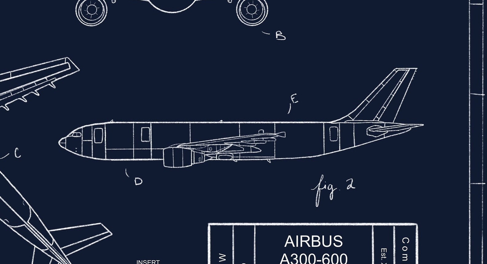 Customizable Airbus A300-600 Blueprint Illustration - Etsy