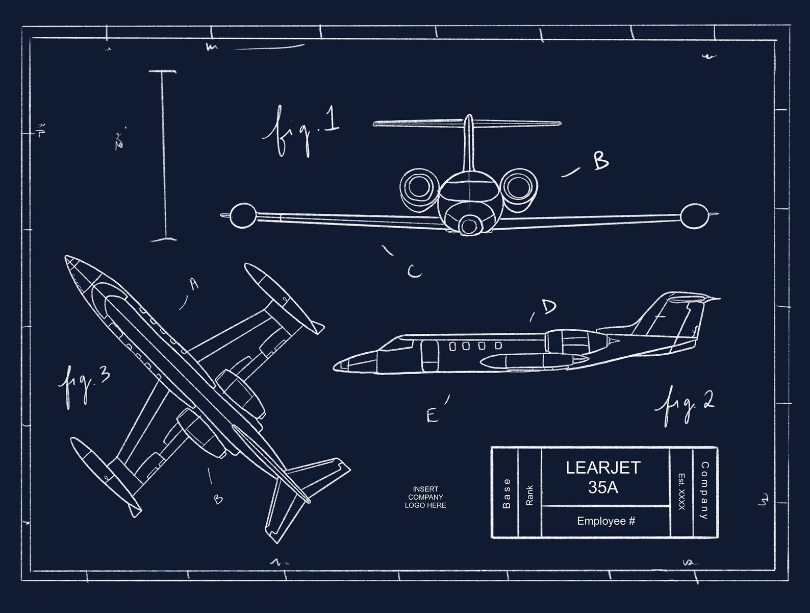 Customizable Learjet 35A Blueprint Illustration - Etsy