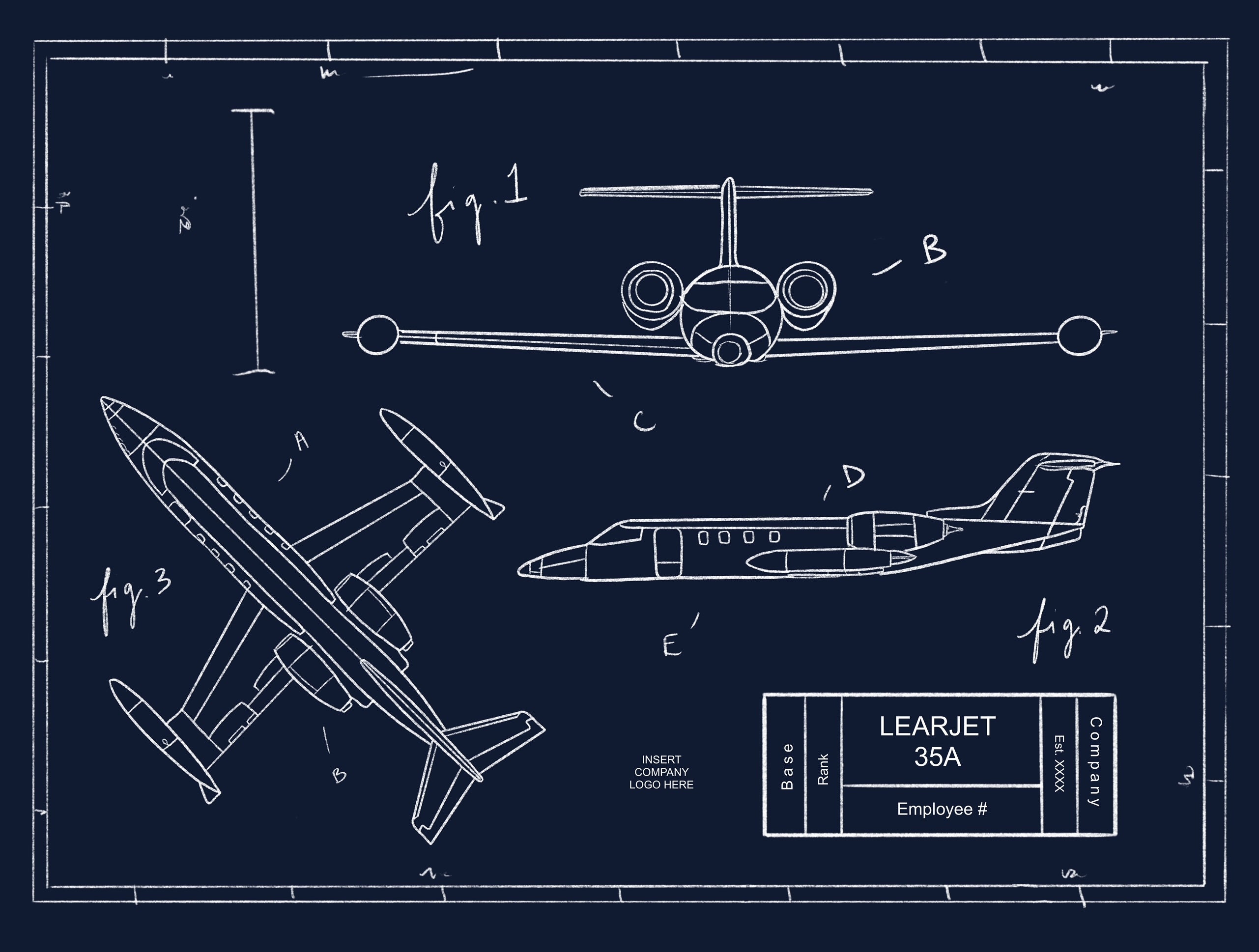 Customizable Learjet 35A Blueprint Illustration - Etsy