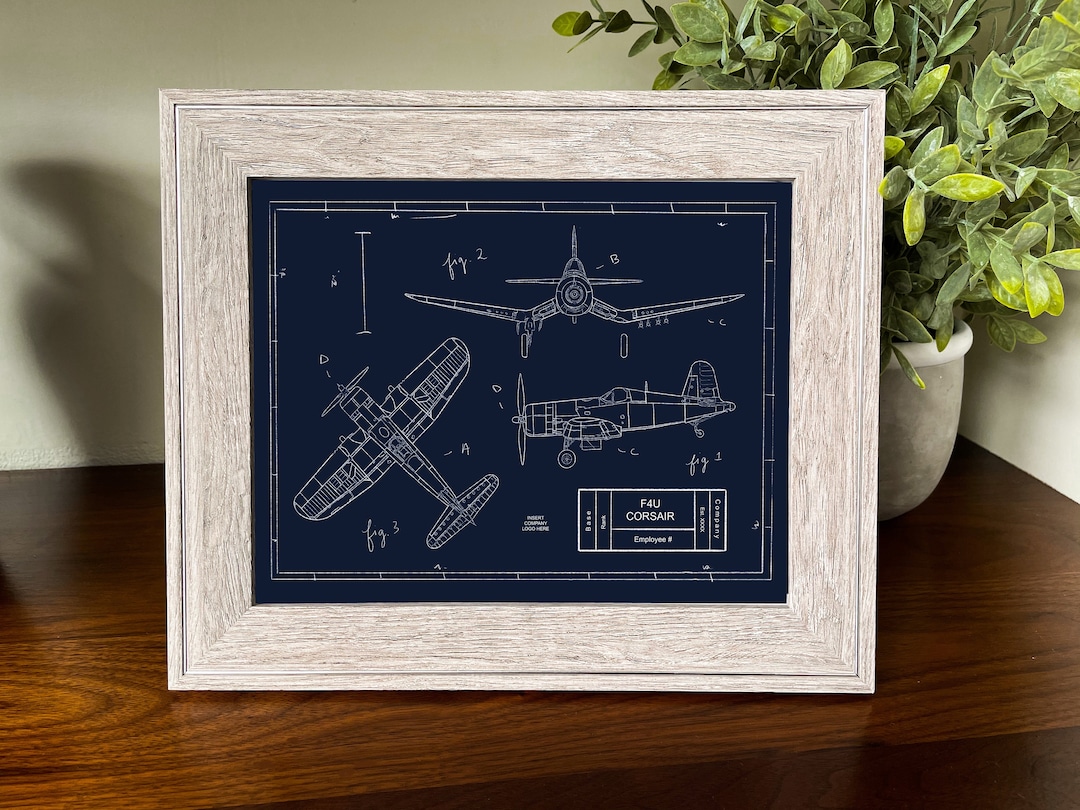 Customizable F4U Corsair Blueprint Illustration - Etsy