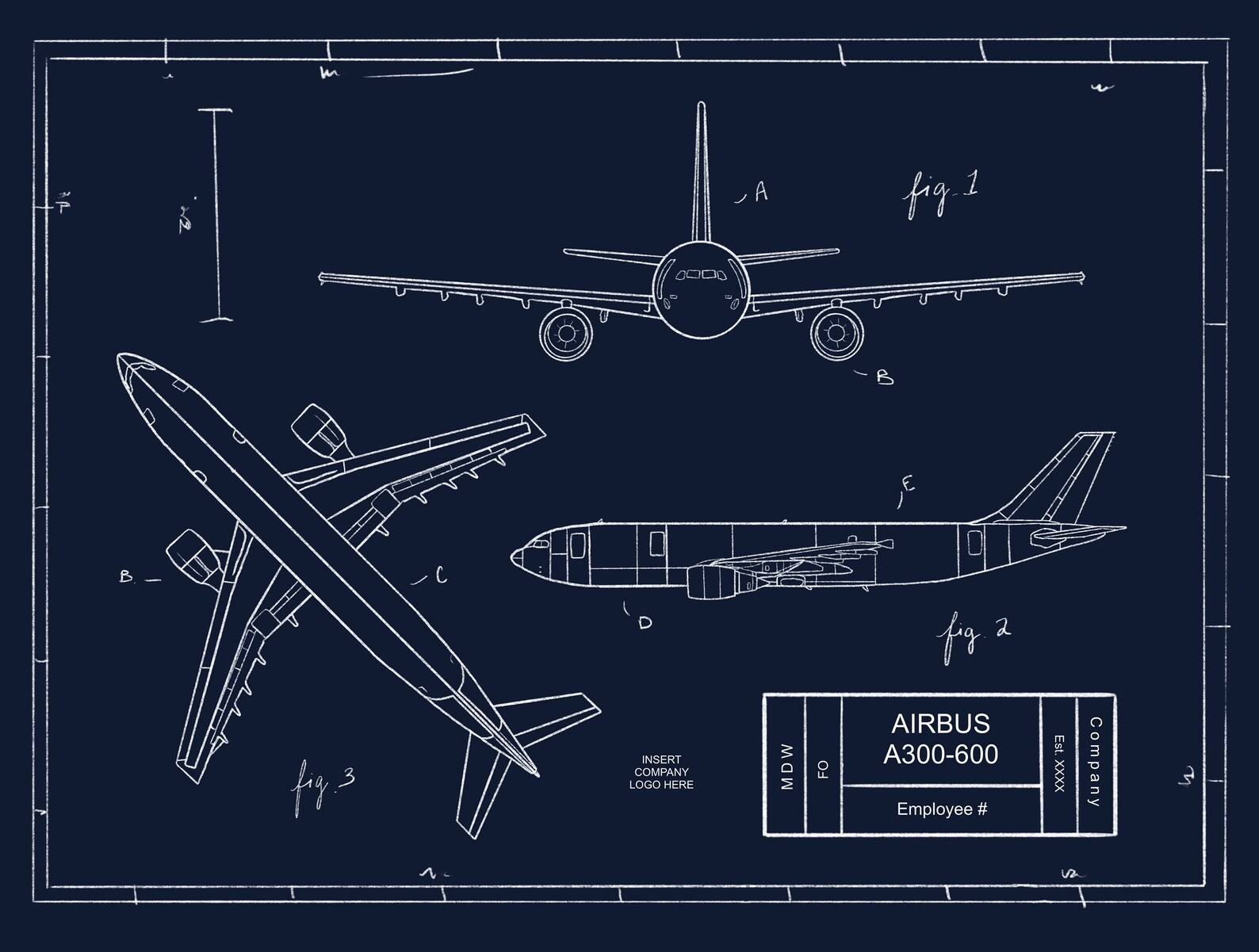 Customizable Airbus A300-600 Blueprint Illustration - Etsy