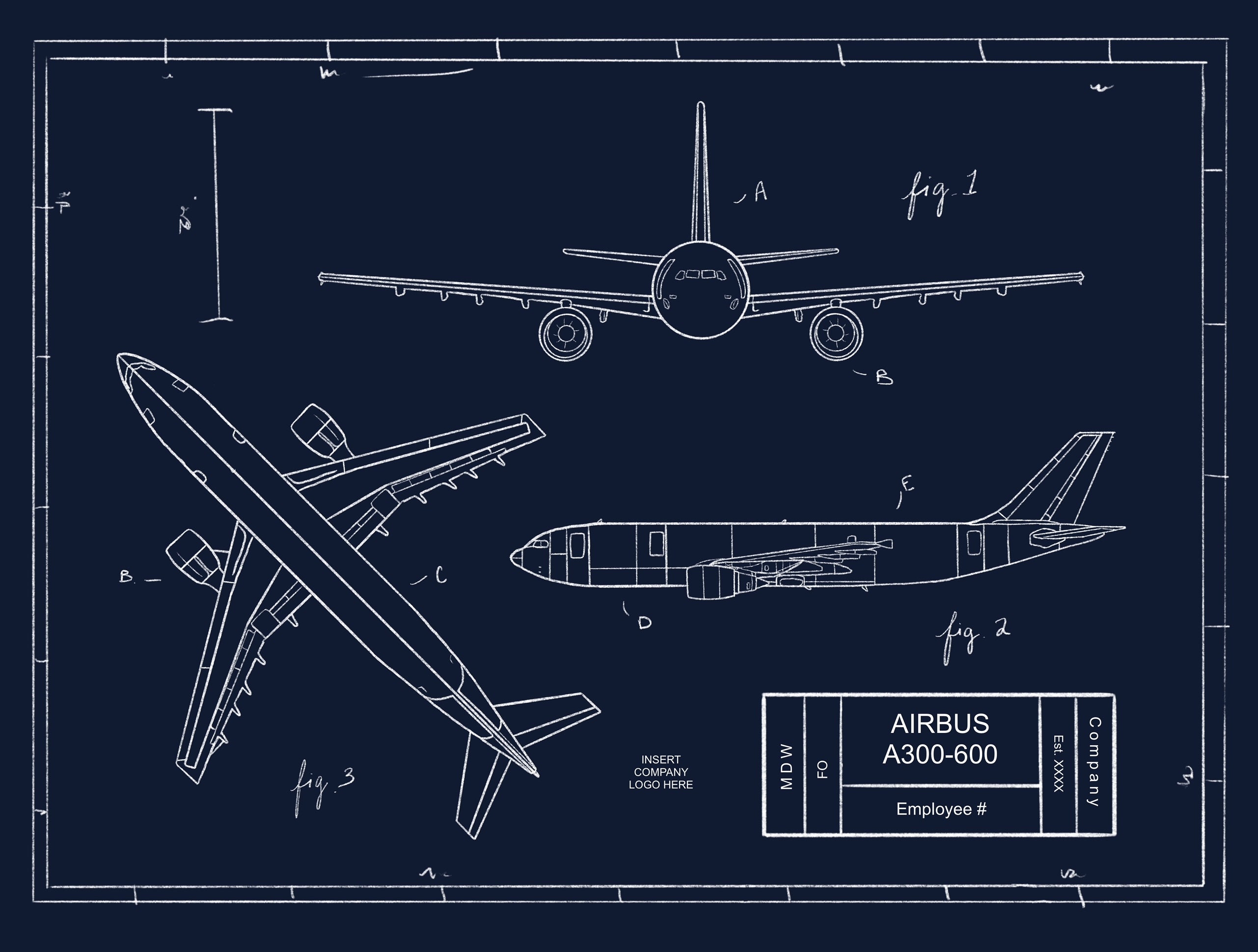 Customizable Airbus A300-600 Blueprint Illustration - Etsy