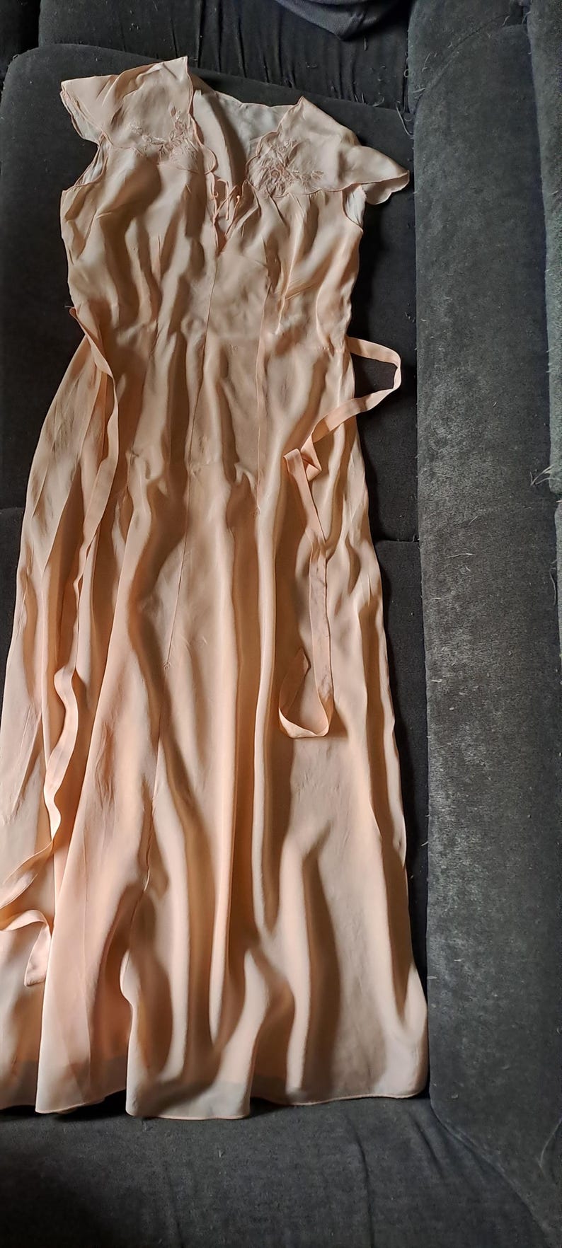 1970s French Silk Negligee/dressing Gown, Embroidered, Vintage ...