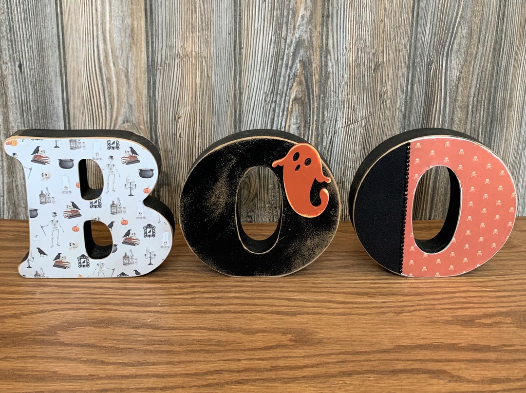 BOO Wooden Letters, Halloween Decor, Tabletop, Mantle - Etsy
