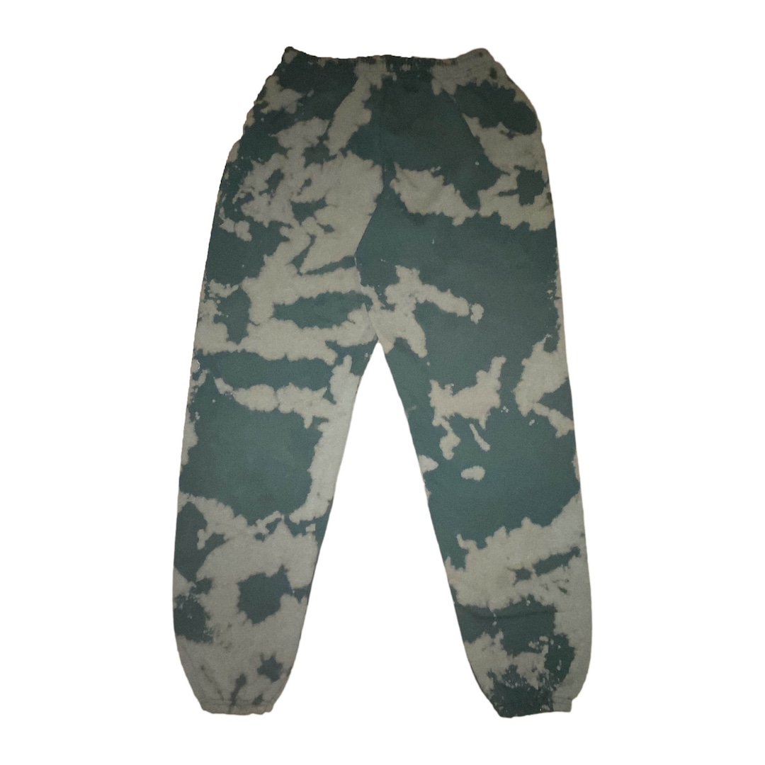 Handmade Acid-washed Sweatpants Bleached Forest Green Loungewear for ...
