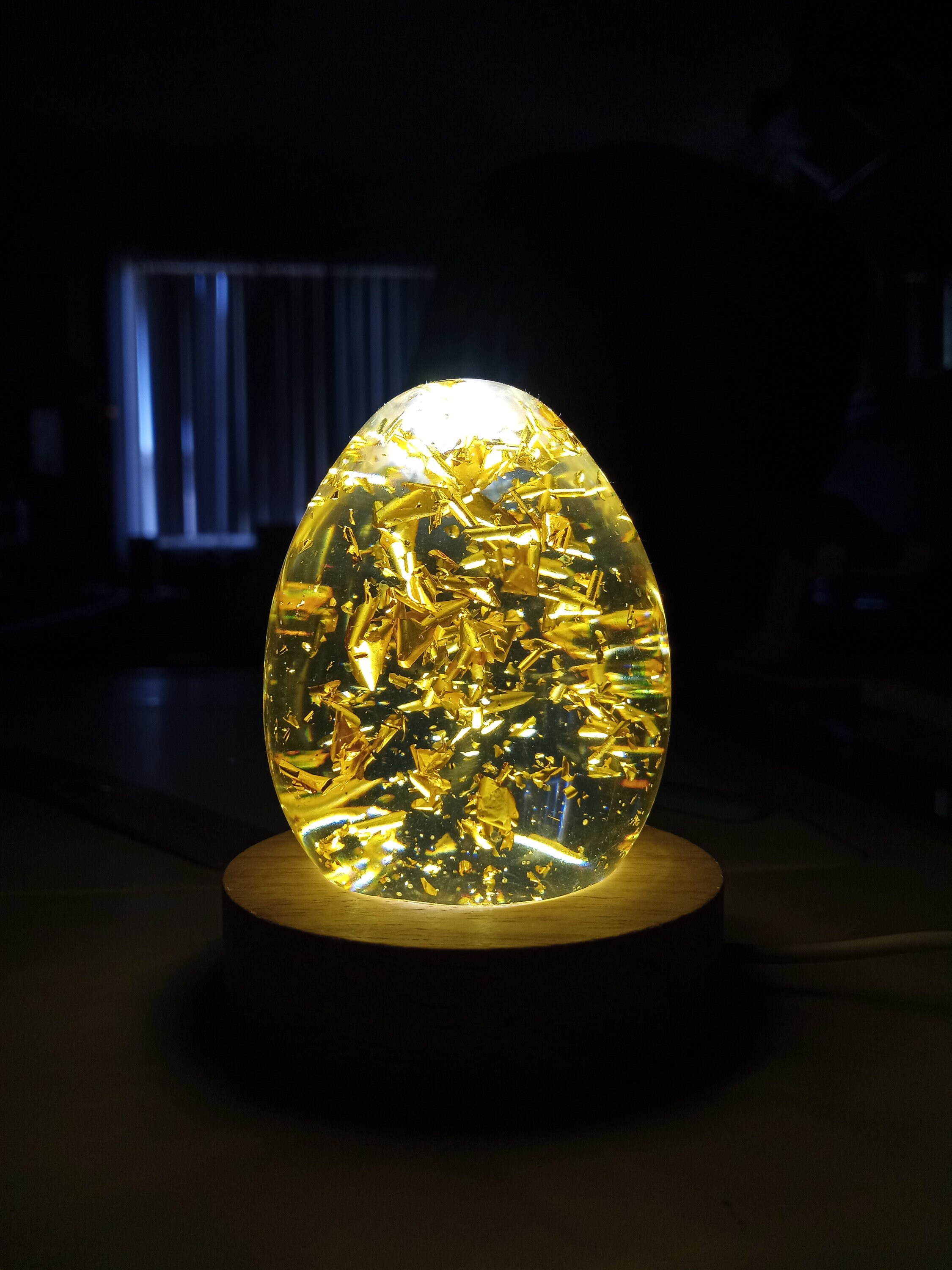 Real Gold Leaf Nightlight Resin Egg - Etsy