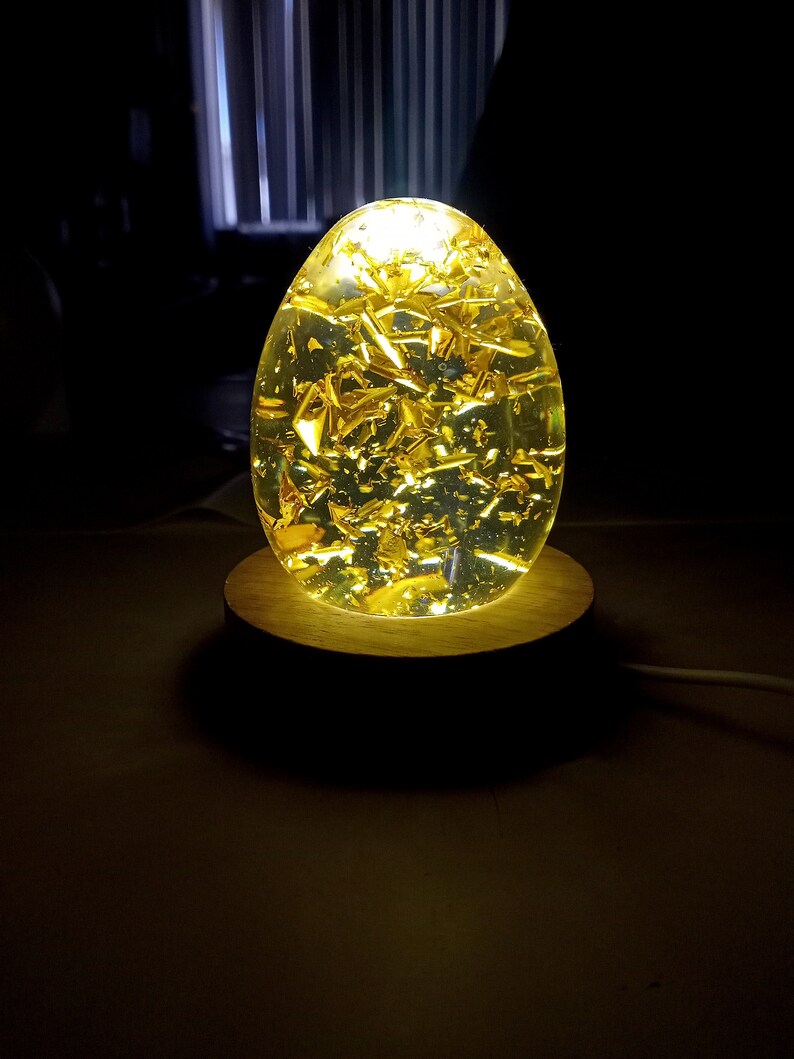 Real Gold Leaf Nightlight Resin Egg - Etsy