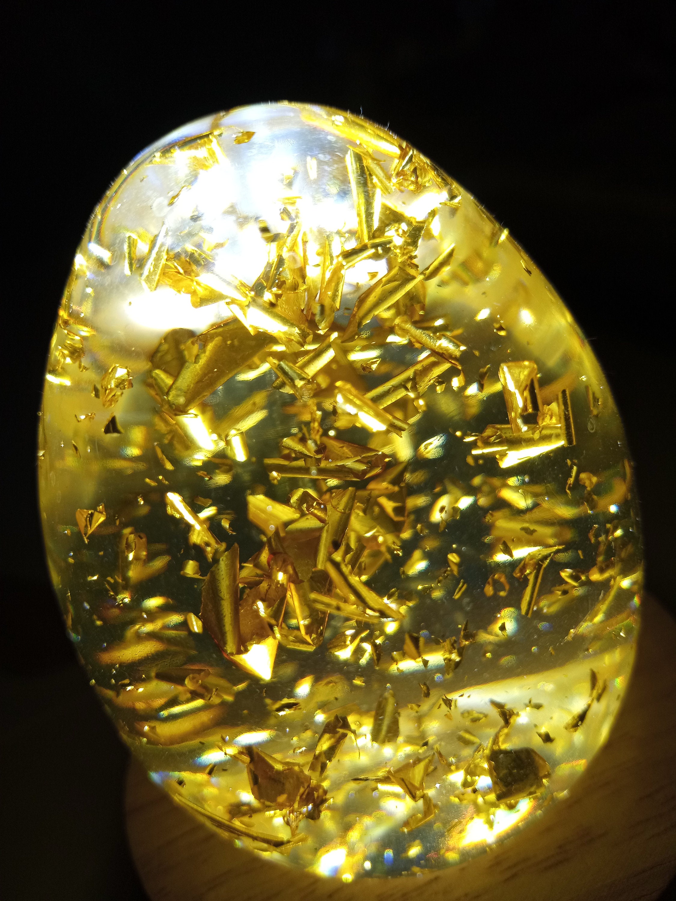 Real Gold Leaf Nightlight Resin Egg - Etsy
