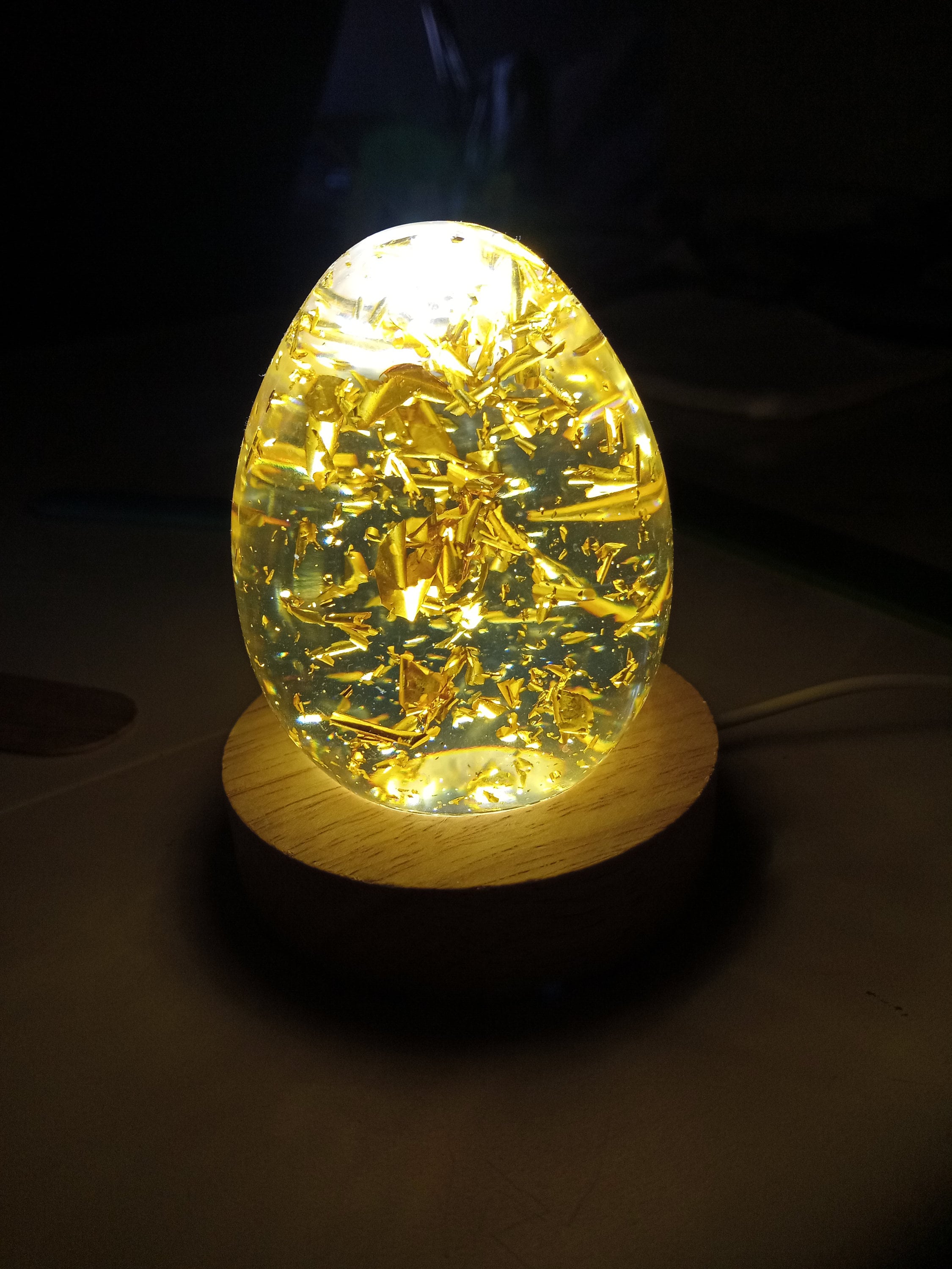 Real Gold Leaf Nightlight Resin Egg - Etsy