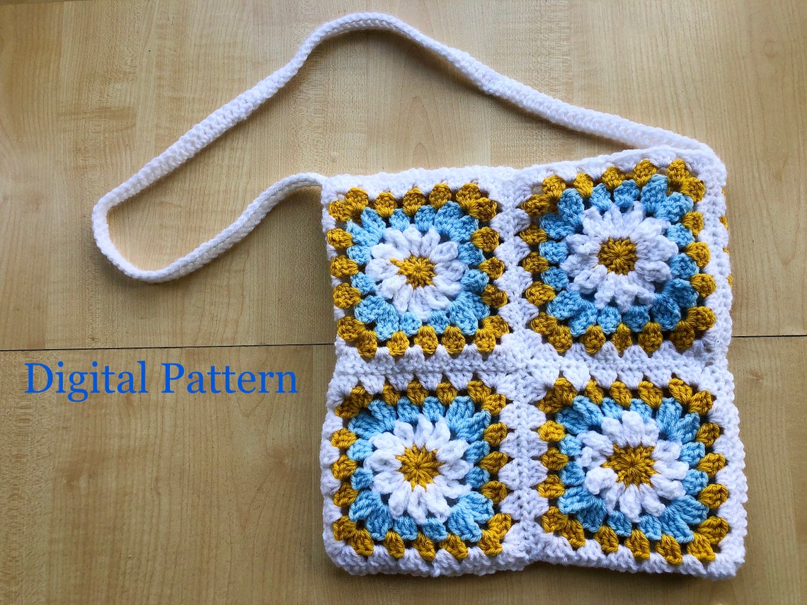 Crocheted Daisy Tote Bag PATTERN - Digital Download - Etsy
