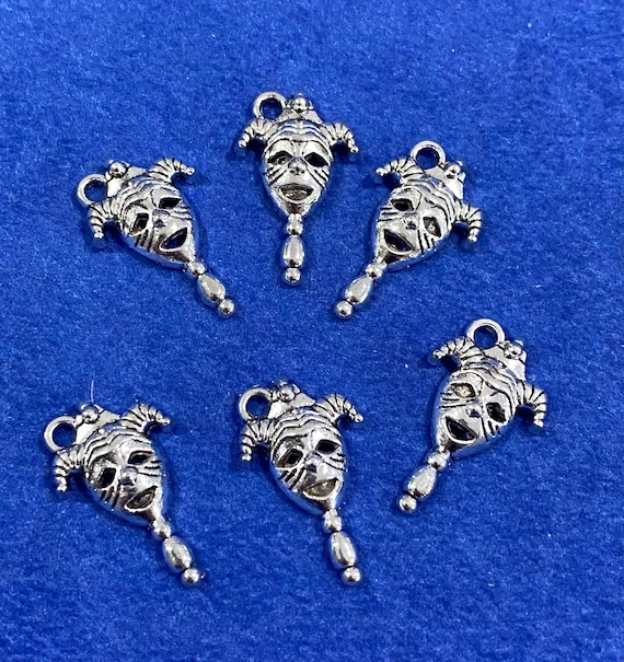 Silver Court Jester Marotte Maypole Stick Mini Joker Charms - Etsy