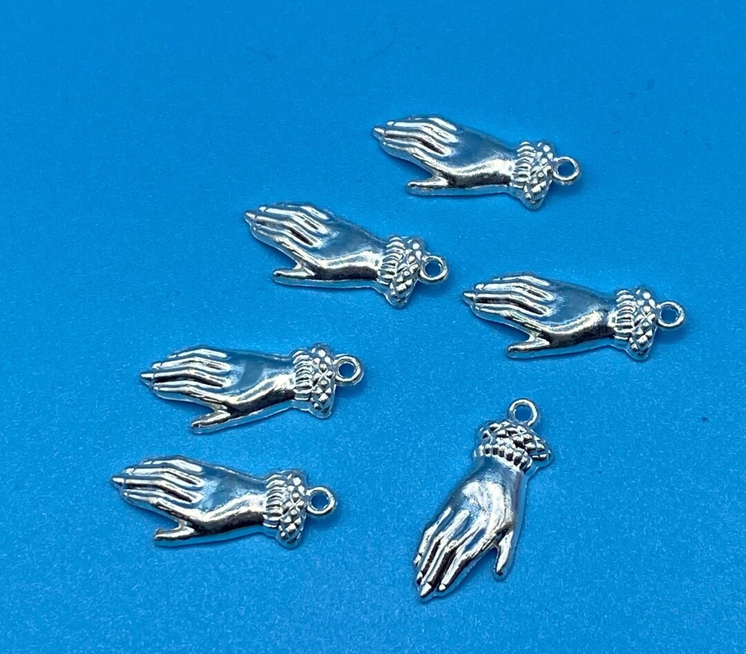 Bright Silver Traditional Victorian Hand Charm Pendants - Set of Six - Etsy