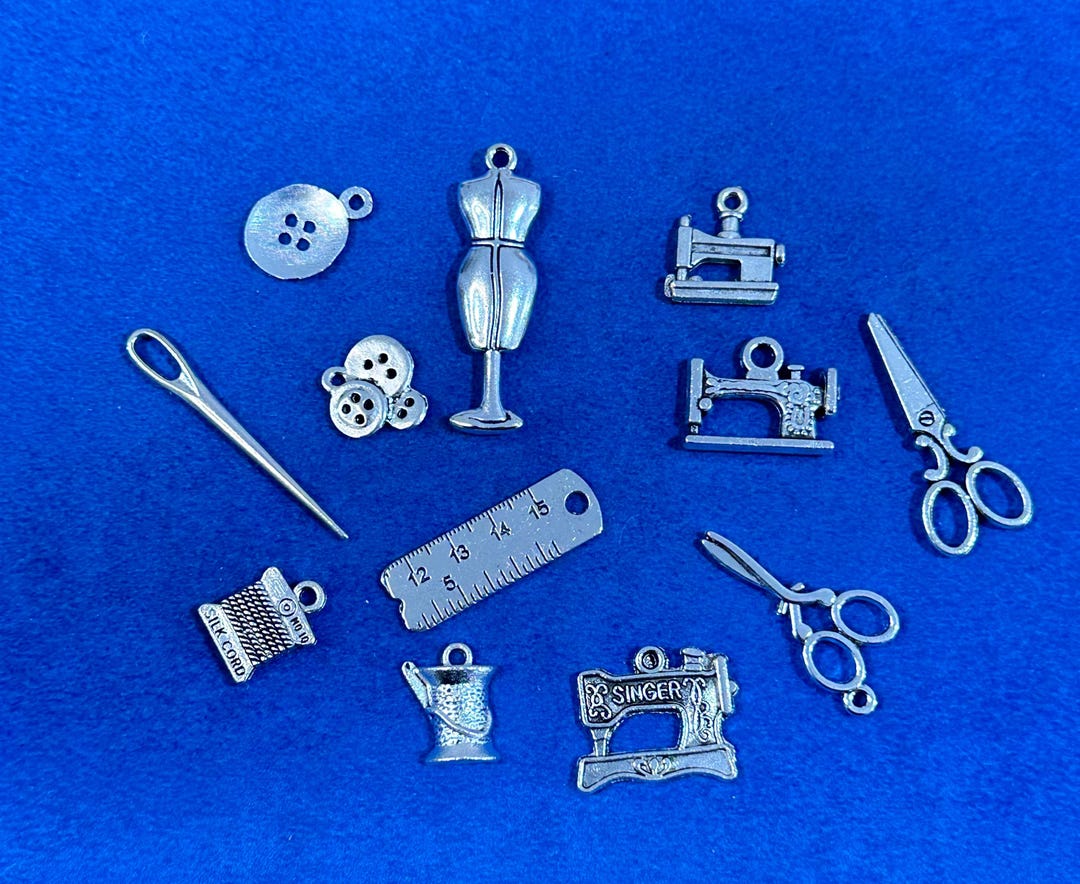 Silver Sewing, Tailoring, Arts and Crafts Tools & Haberdashery Charms ...