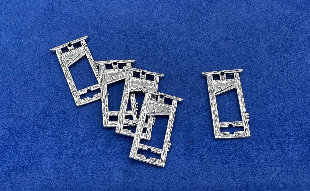 Silver Gothic Mini Guillotine Charms Pendants ~ Set of Five - Etsy