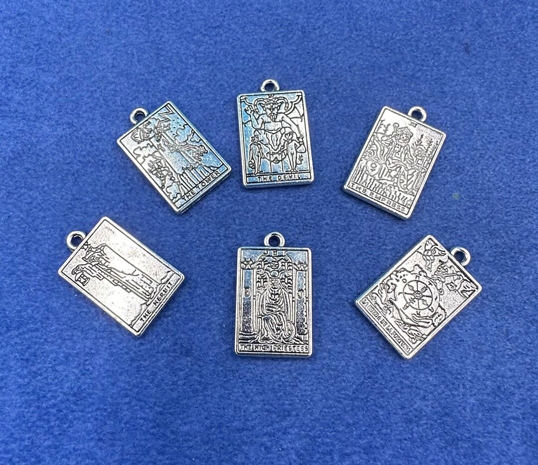 Silver Traditional Tarot Card Fortune Telling Set No 2 Charm Pendants ...