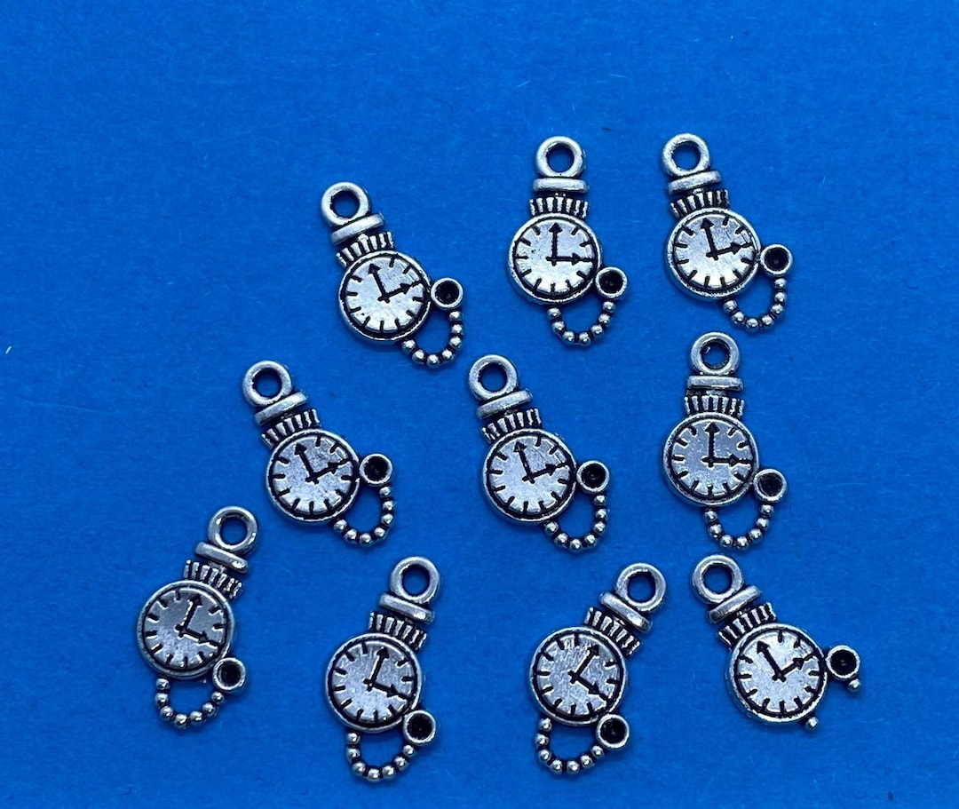 Little Silver Pocket Watch Charms From Alice’s Adventures in Wonderland ...