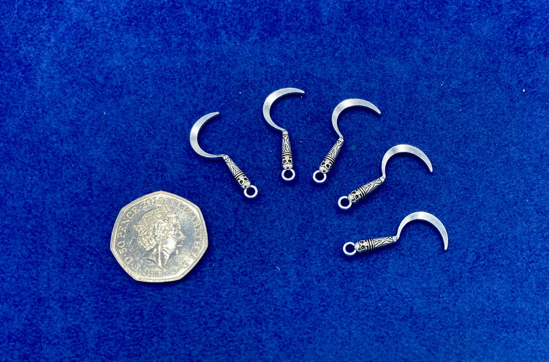 Small Silver Sickle Fantasy Weapon or Tool Charms and Pendants Set of ...