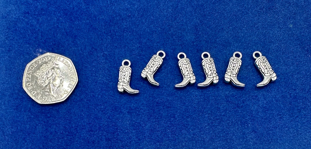 Small Silver Cowboy Cowgirl Boot Charm Pendants ~ Set of Six - Etsy