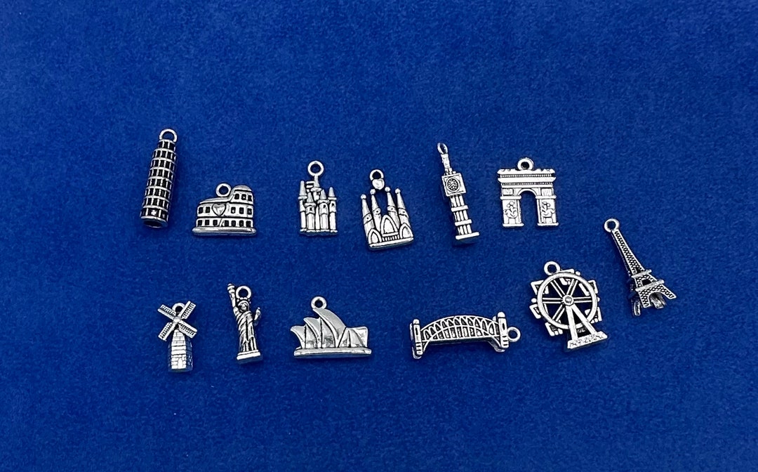 Silver World Traveller Monuments and Buildings Charms and Pendants Set ...