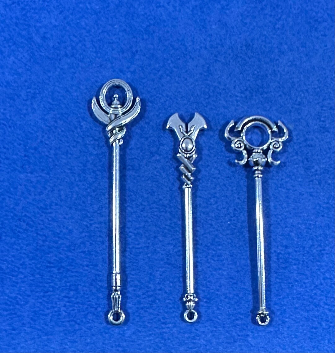 Mystical Silver Wand Charms: Fantasy Pendants, Set of Three - Etsy