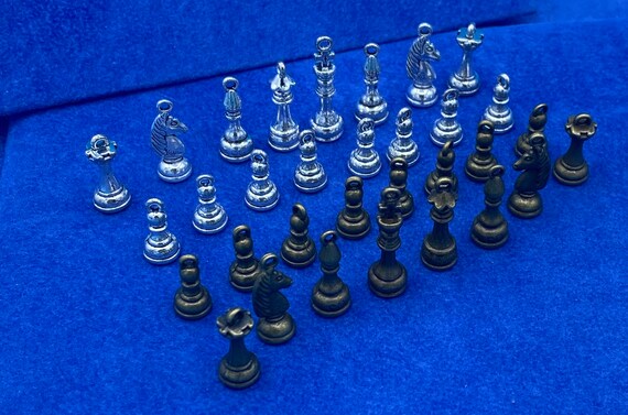 A Full Chess Set of Silver and Antique Bronze Chess Pieces - Etsy