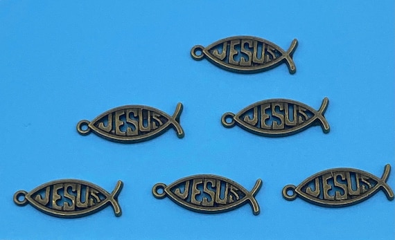 Antique Bronze Christian Symbol Fish With Jesus Set of Six - Etsy