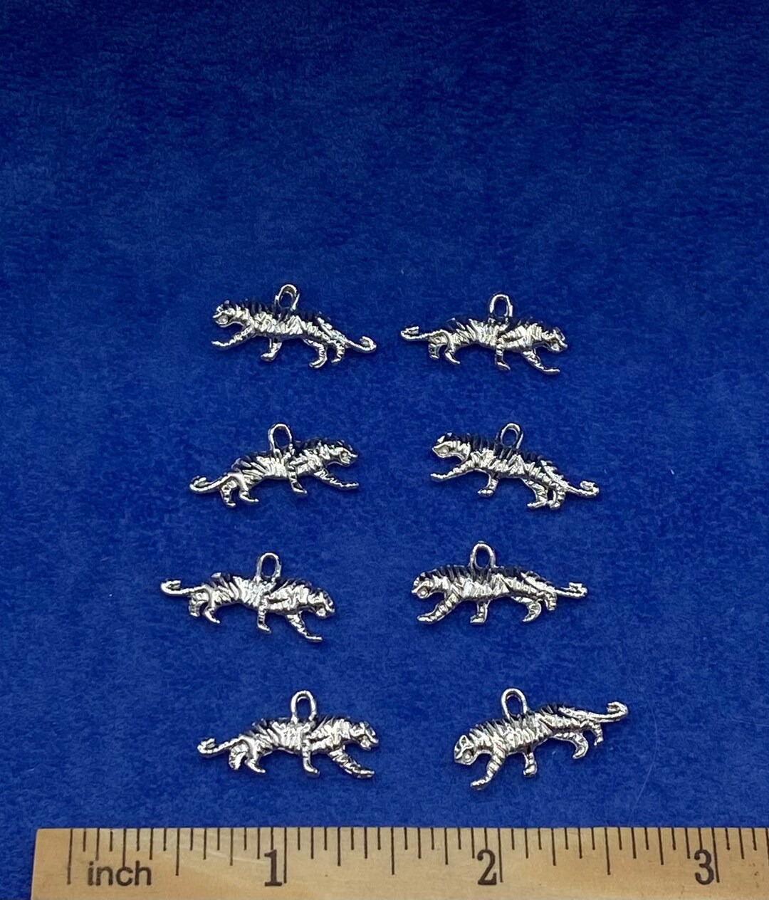 Small Silver Zodiac Tiger Charm Pendants ~ Set of Eight - Etsy