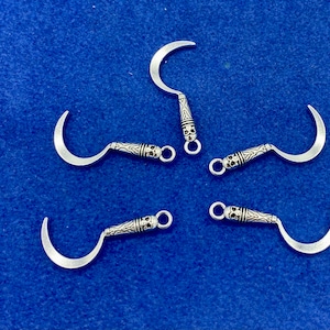 Small Silver Sickle Fantasy Weapon or Tool Charms and Pendants ~ Set of ...