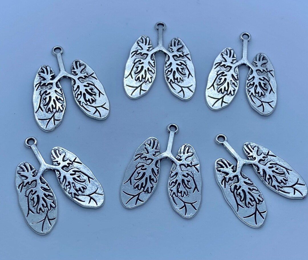 Large Silver Lung Charms Pendant Set of Six - Etsy