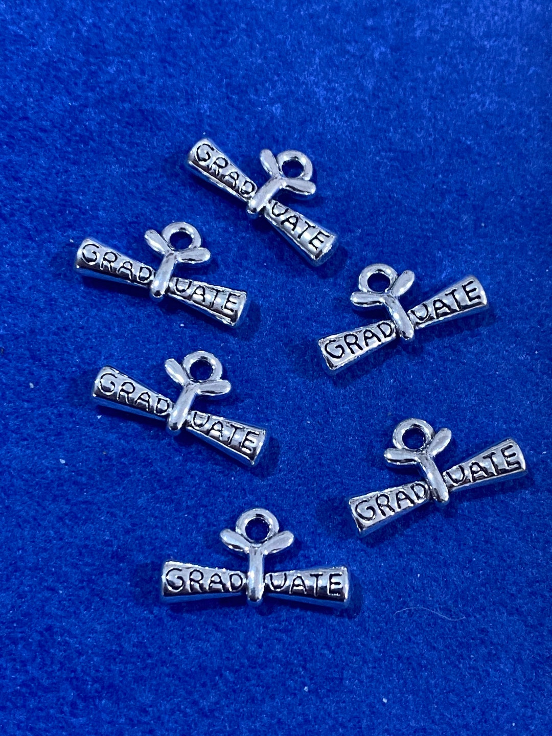 Silver Graduation Scroll Diploma Charm Pendants ~ Set of Six - Etsy