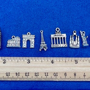 Silver World Traveller Monuments and Buildings Charms and Pendants Set ...