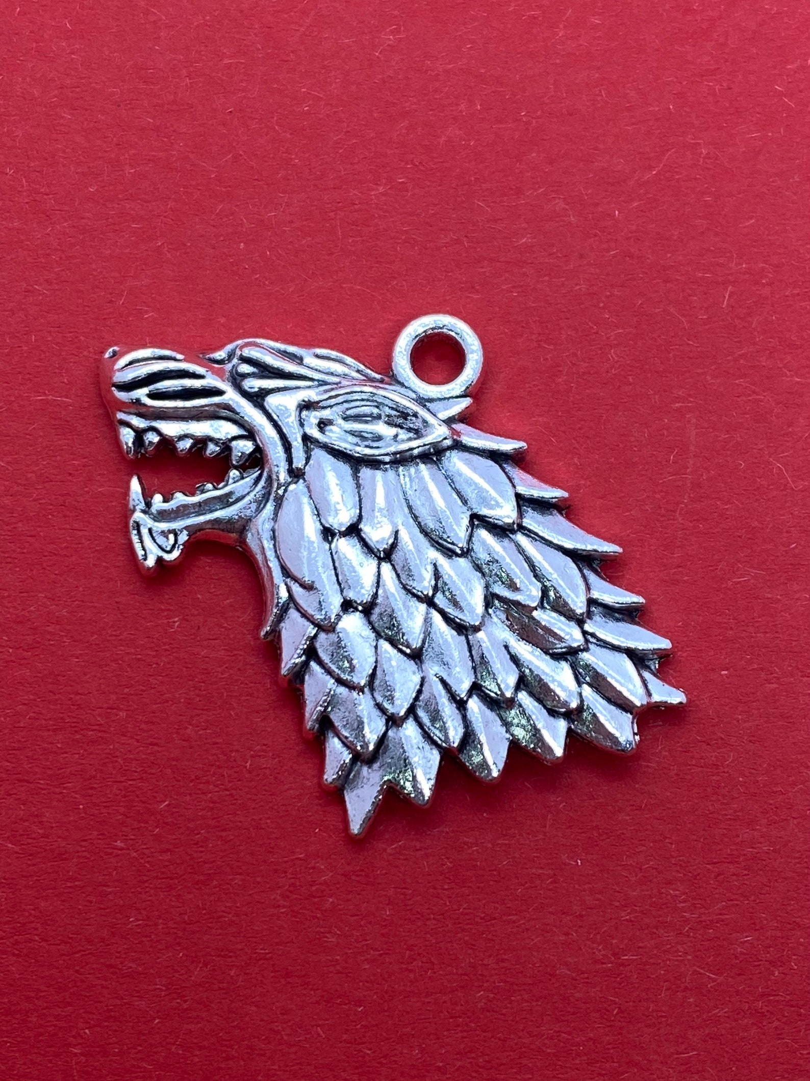 Large Silver Wolfs Head Dire Wolf Charm Pendent Set of Five - Etsy