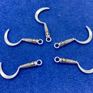 Small Silver Sickle Fantasy Weapon or Tool Charms and Pendants ~ Set of ...