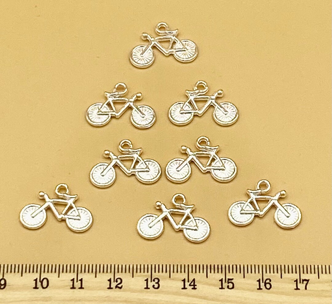 Traditional Silver Racing Bicycle Charms and Pendants - Set of Eight ...