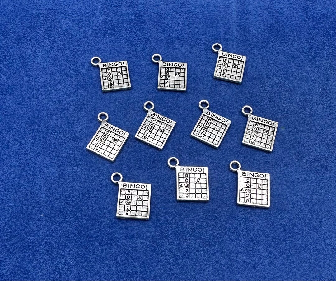 Silver Bingo Board Game Charm Pendants - Set of Ten - Etsy